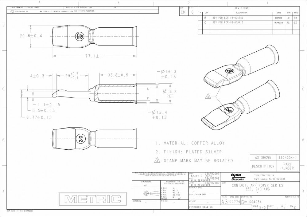 TE Connectivity 1604054-1 technical drawing page