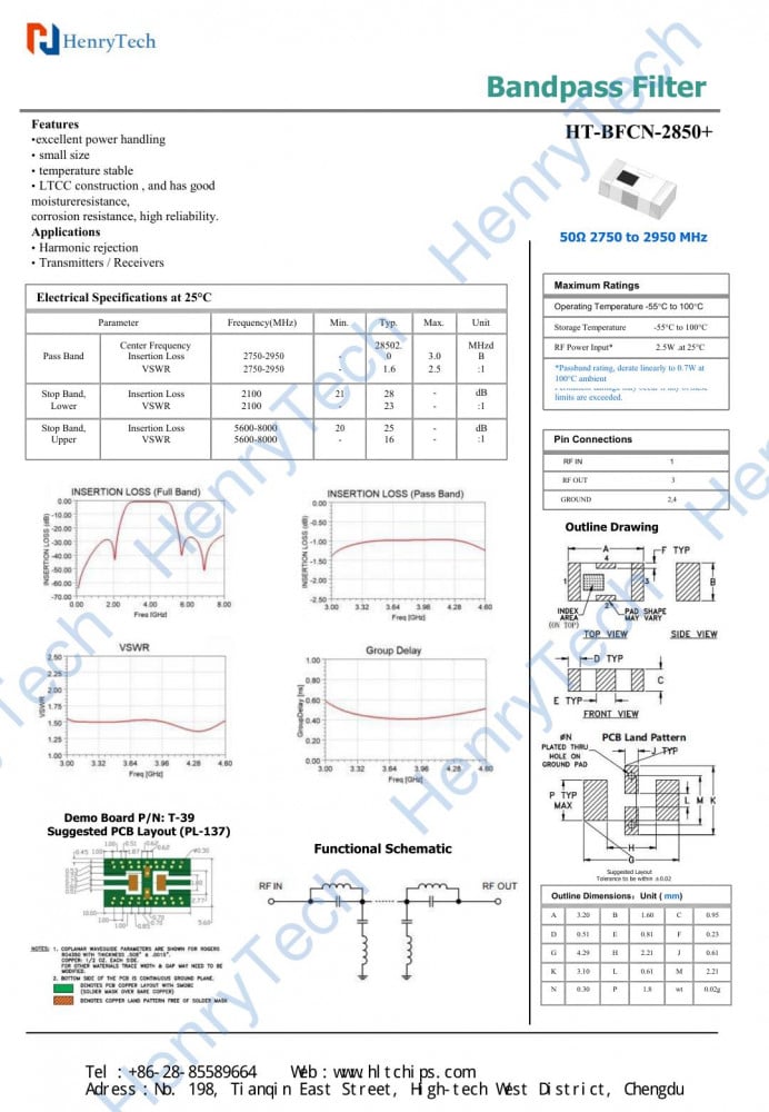 HT-BFCN-2850+ technical datasheet page