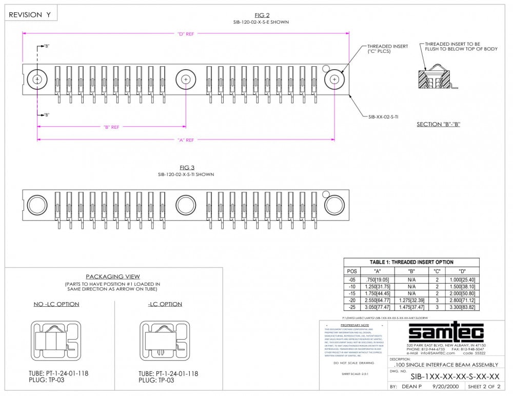 Samtec SIB assembly drawing page 2