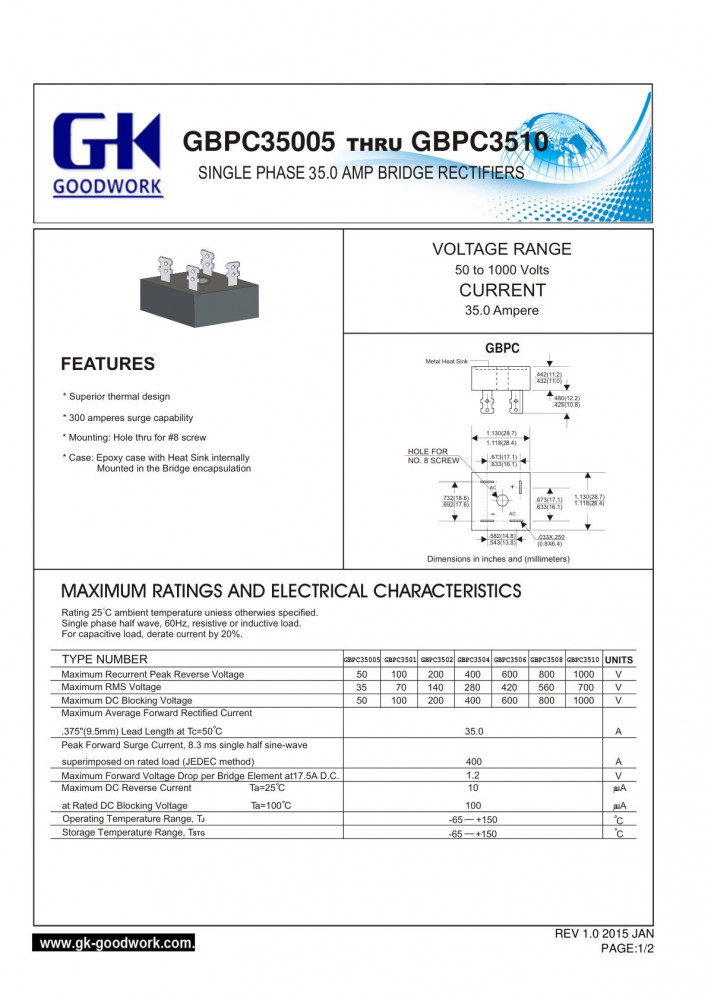 GOODWORK GBPC3510 datasheet page 1
