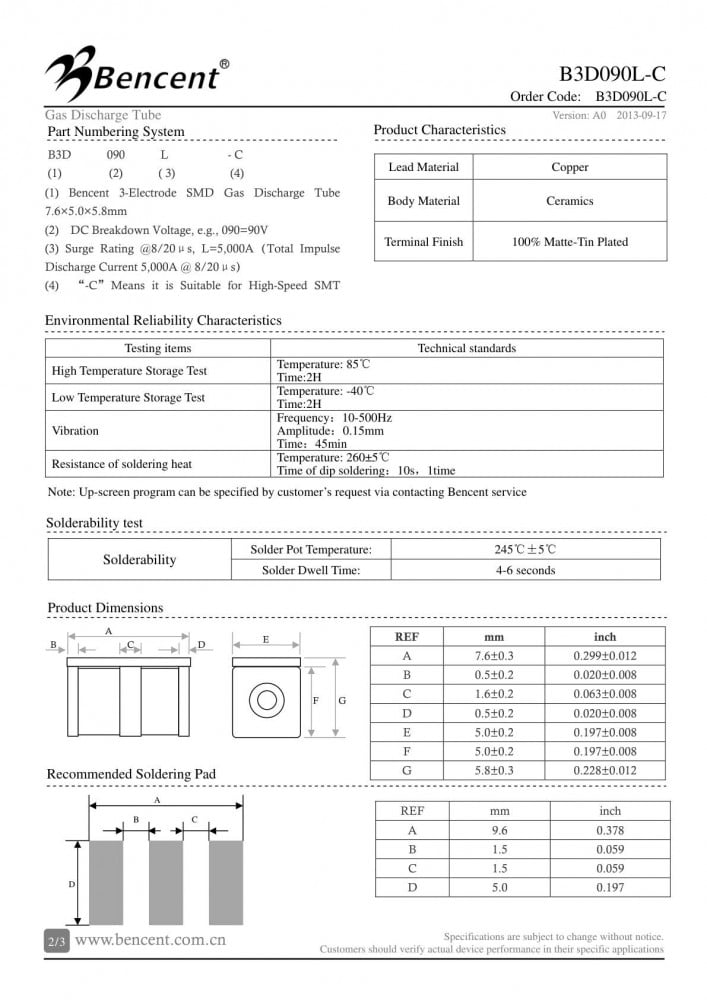 B3D090L-C datasheet page 2