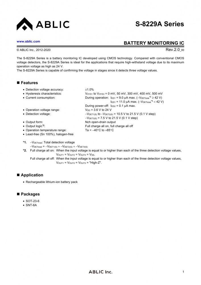 S-8229A document page 1