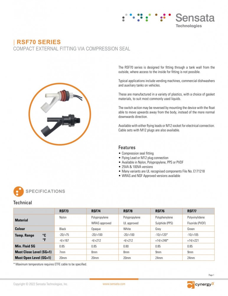 RSF70 series product overview