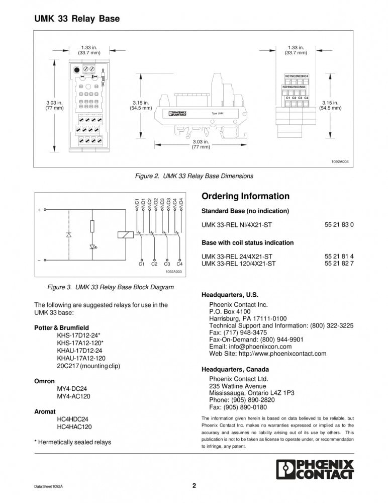 UMK 33 relay base datasheet page 2