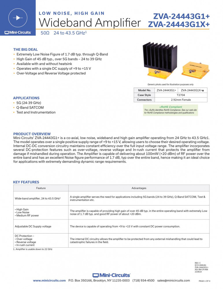 ZVA-24443G1+ datasheet page 1