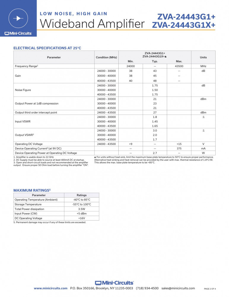 ZVA-24443G1+ datasheet page 2
