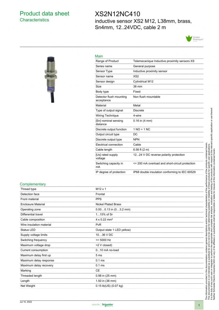 XS2N12NC410 technical document page 1