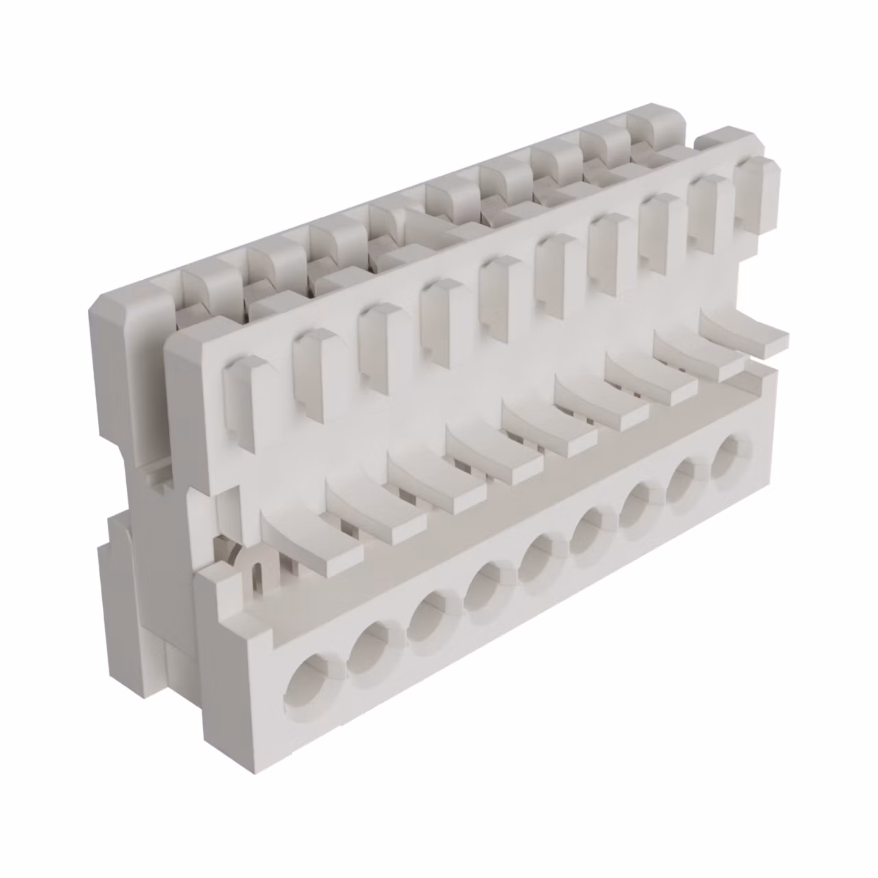 Appli-Mate RAST 2.5 Female Connector, 2.50mm Pitch, 9 Circuits, All Position Keys, Open Endwalls, Polarizing Rib Between Circuits 4 & 5 for sale