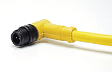 M12 Signal, C-Coded, Double-Ended Cordset, 2 Poles, Female (Straight) to Male (90°), 22 AWG, Yellow Shielded PVC Cable, Yellow Overmold, 0.91m (3.0') Length