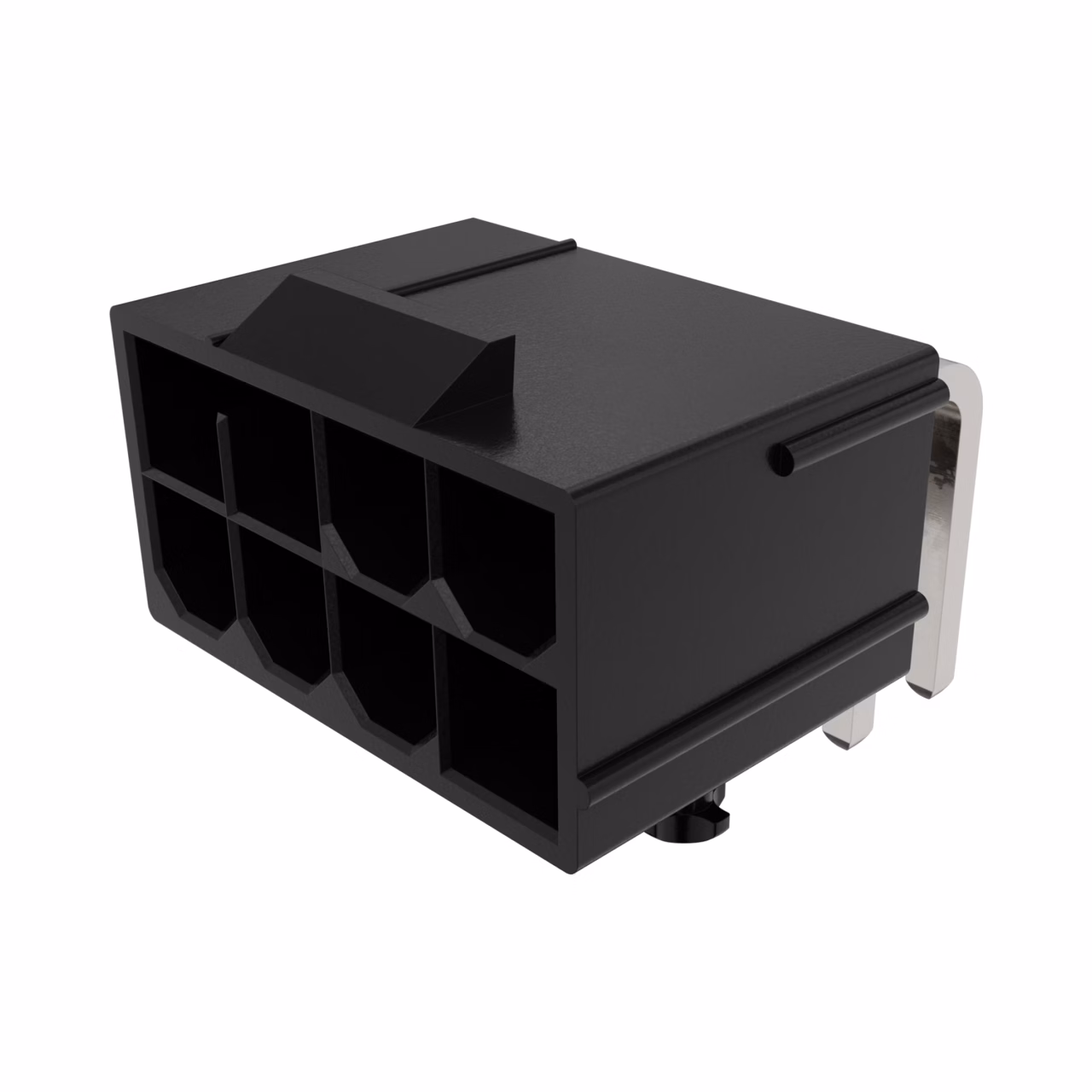 Mini-Fit Jr. Header, Dual Row, Right-Angle, Third Generation Polarization Type for PCIe Applications, 8 Circuits, LCP UL 94V-0, 2.54µm Matte Tin Plating, Black, Tape and Reel for sale