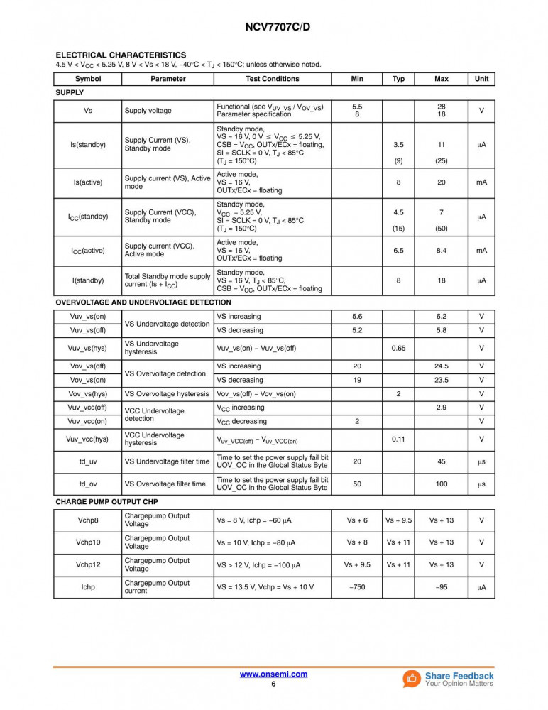 NCV7707 technical document page 6