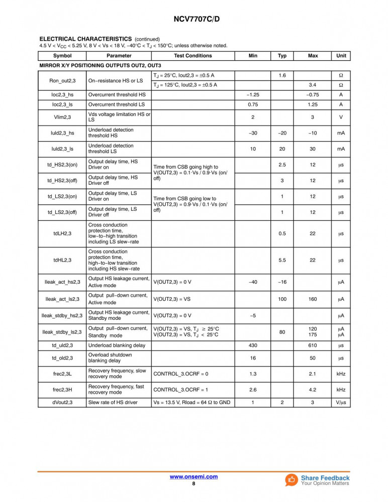 NCV7707 technical document page 8