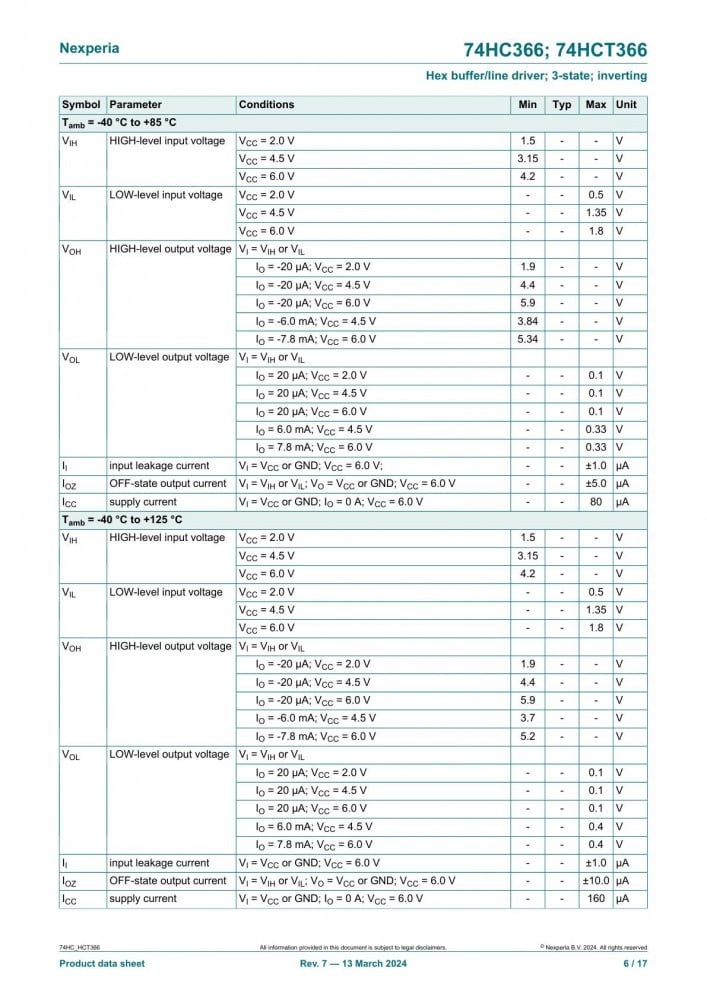 74HC366 datasheet page 6