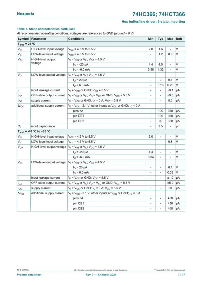 74HC366 datasheet page 7