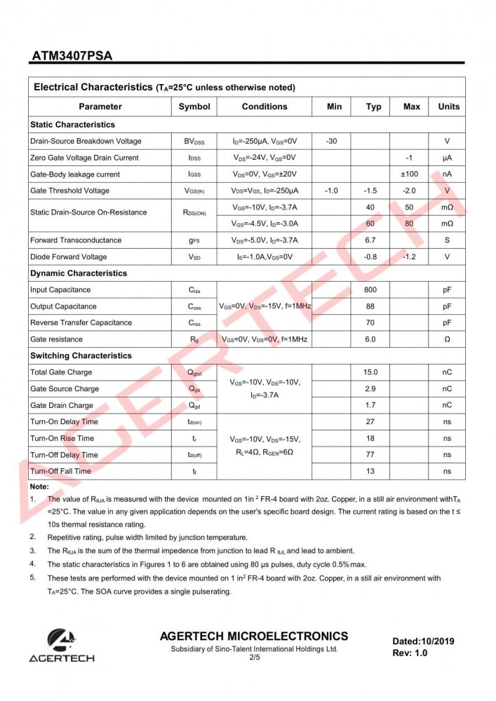 ATM3407PSA datasheet page 2