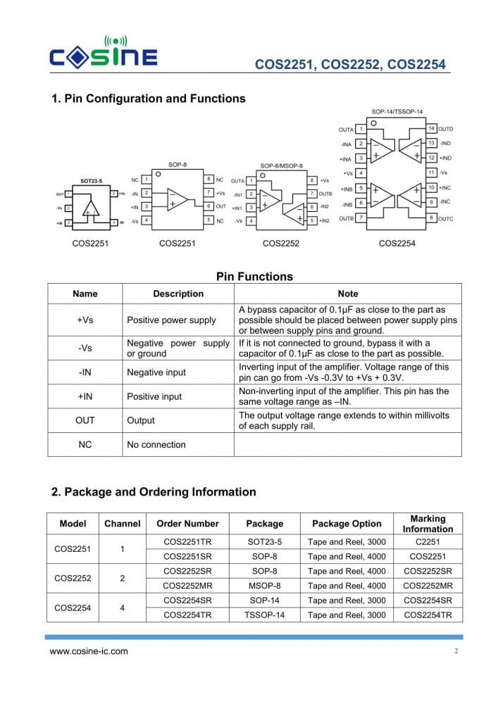 COS2252 datasheet page 2