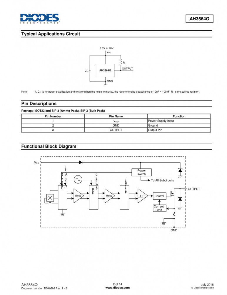 AH3564Q datasheet page 2