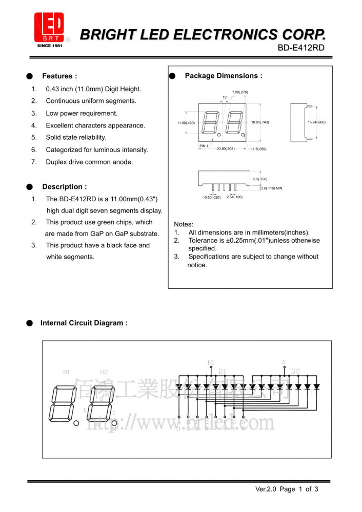 BD-E412RD datasheet page 1