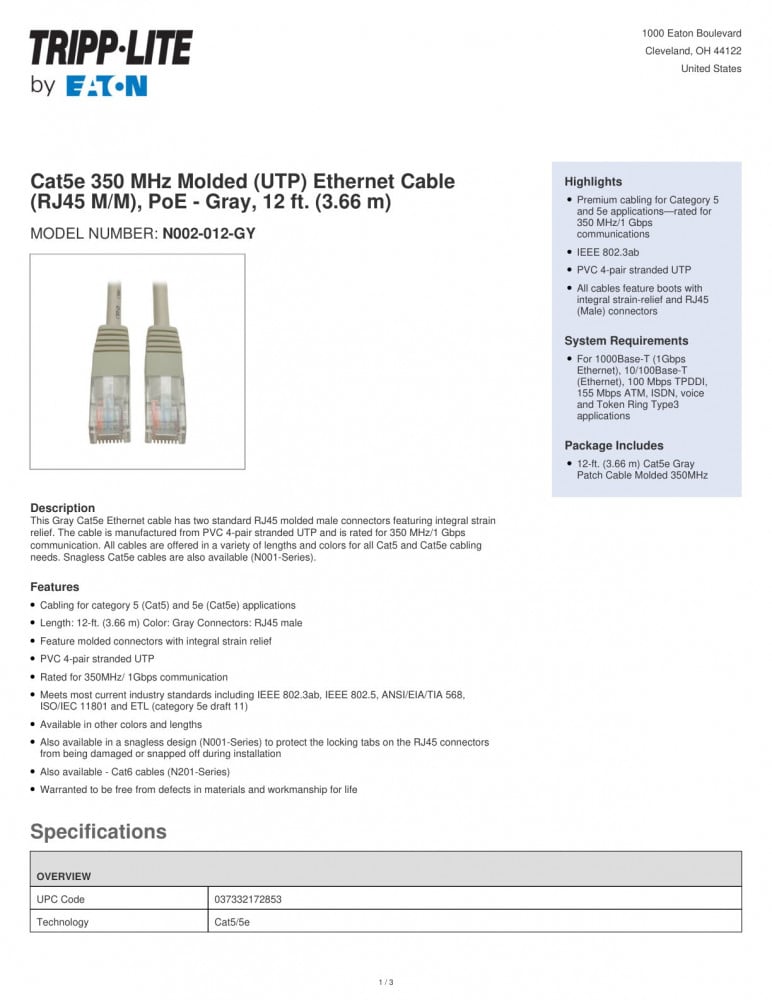 N002-012-GY technical document page 1