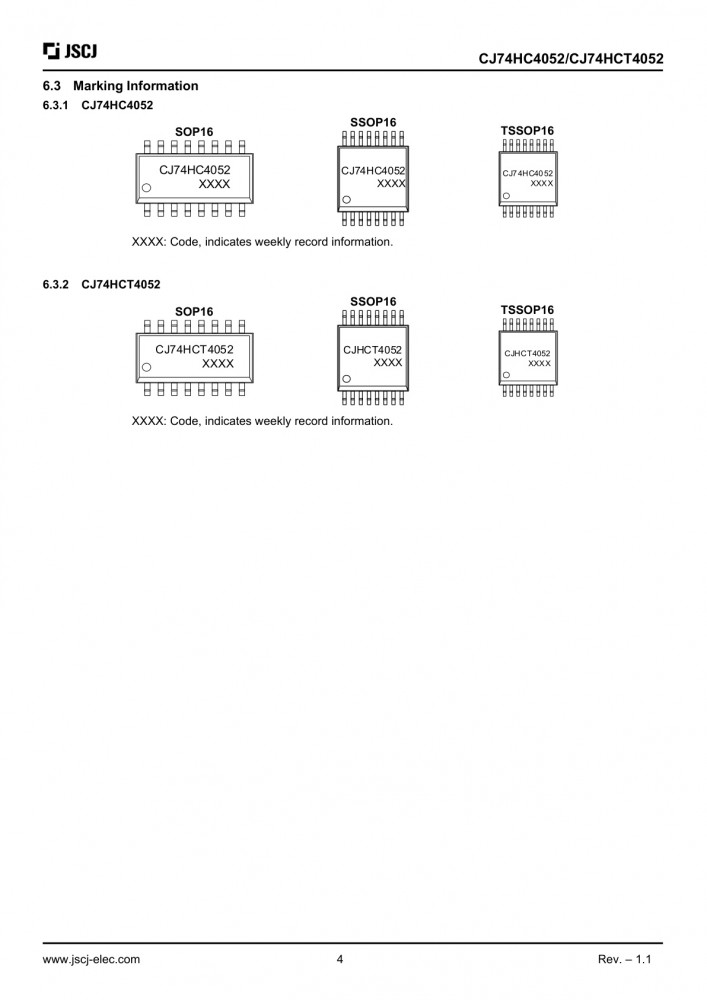 CJ74HC4052BEN datasheet page 4