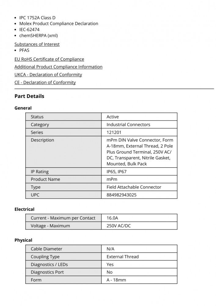 DIN valve connector technical document page 2