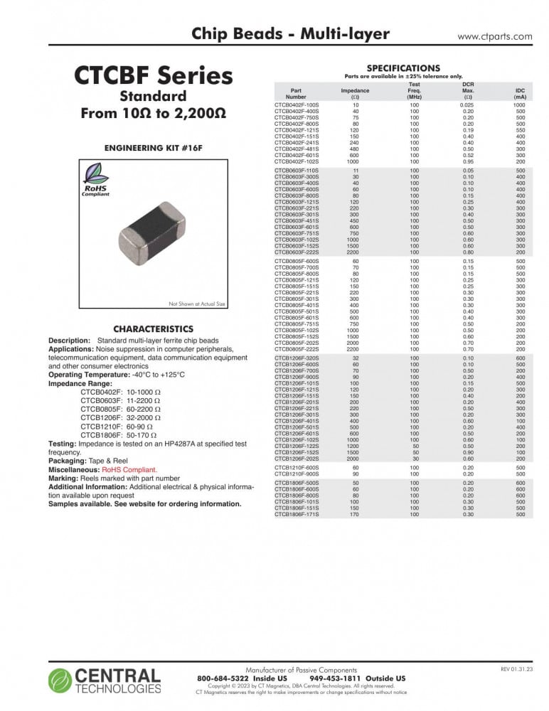 Central CTCBF series technical document page 1