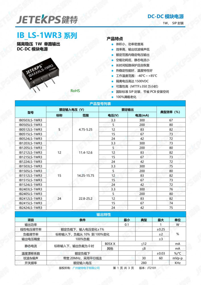 IB0505LS-1WR3 datasheet page 1