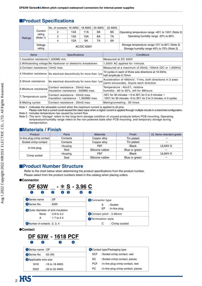 HRS DF63W technical document page 2