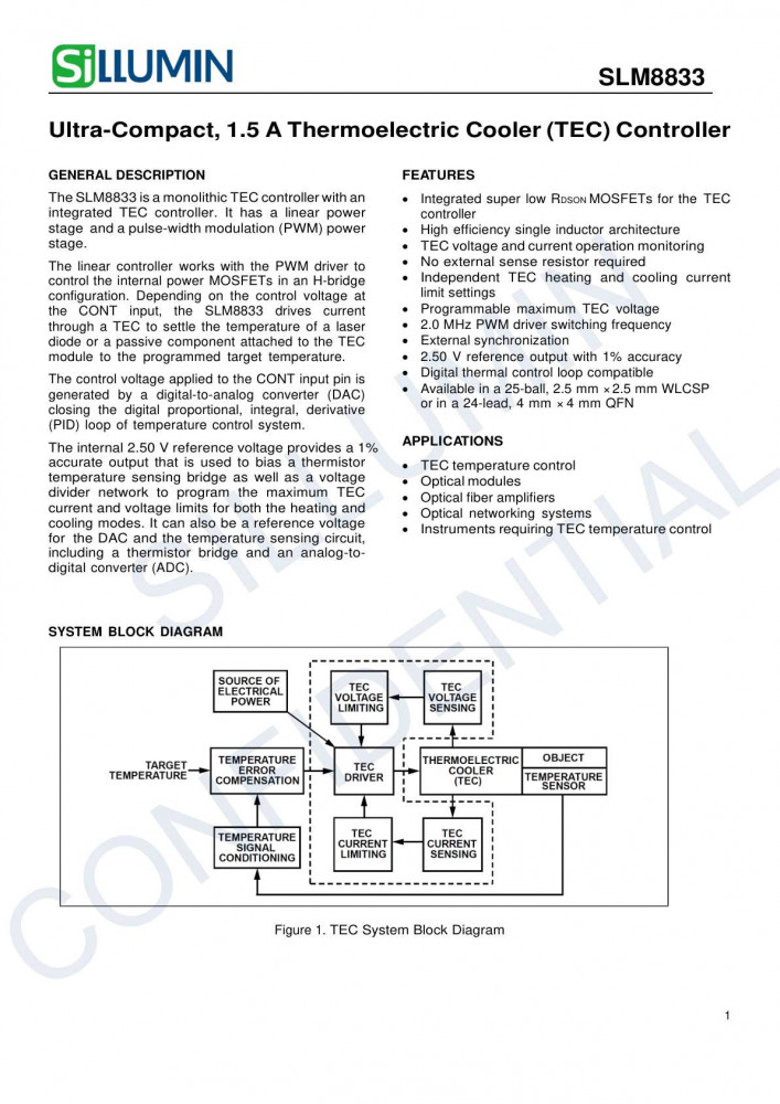 SLM8833EC datasheet page 1