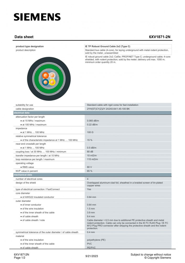 SIEMENS 6XV18712N technical document page 1