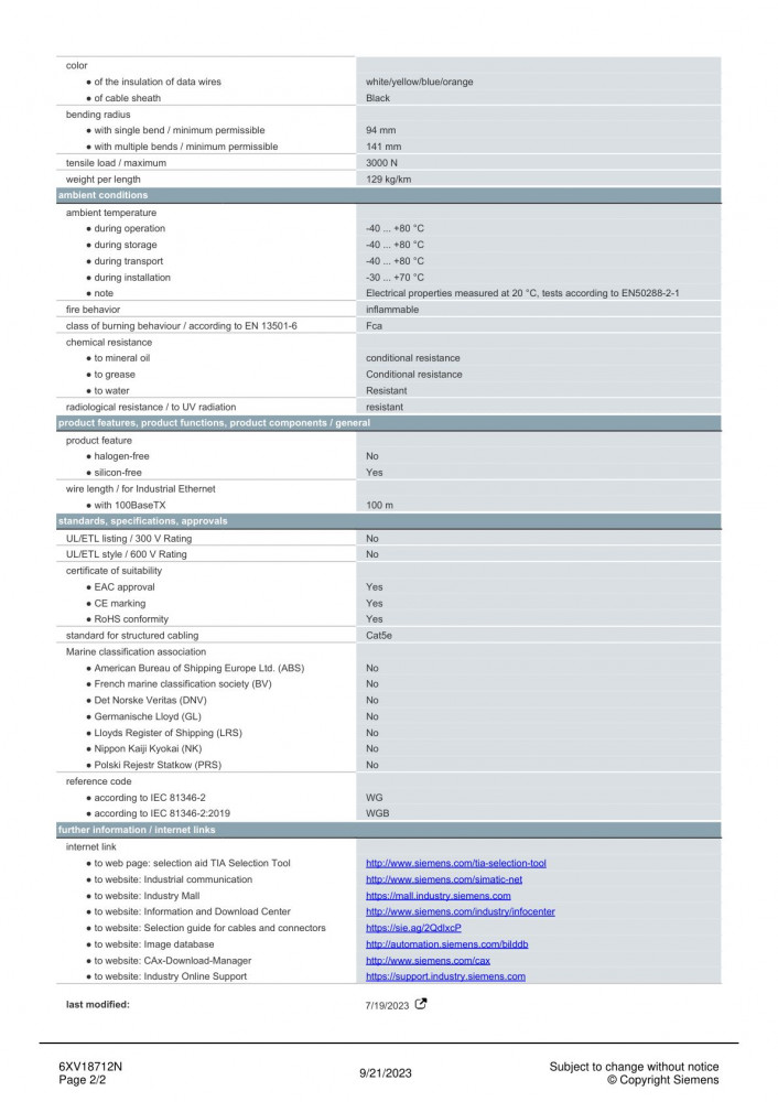 SIEMENS 6XV18712N technical document page 2
