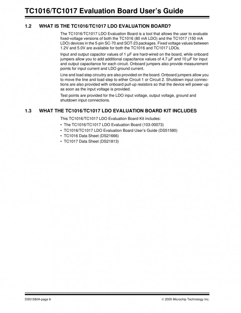 TC1016/TC1017 evaluation board guide page 10