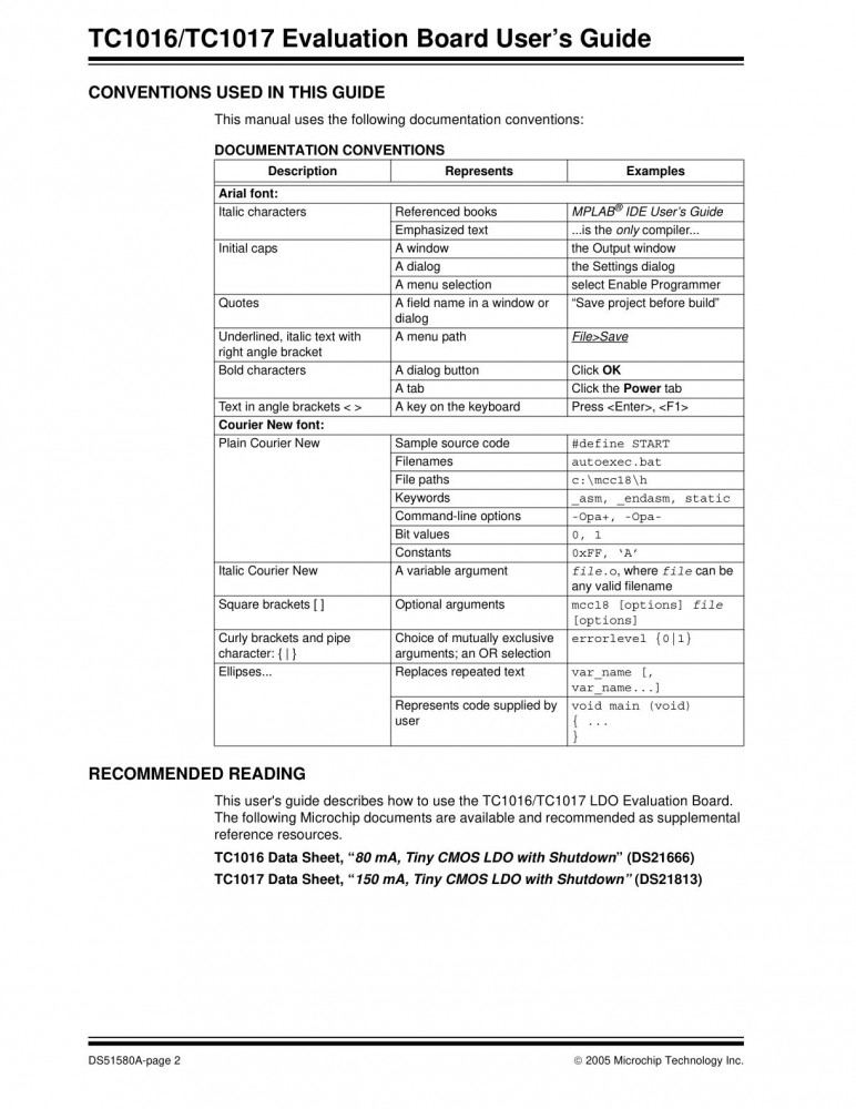 TC1016/TC1017 evaluation board guide page 6