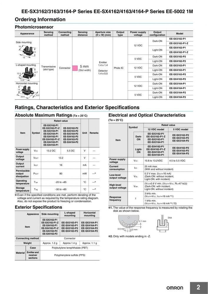 OMRON EE-SX3162-P2 datasheet page 2