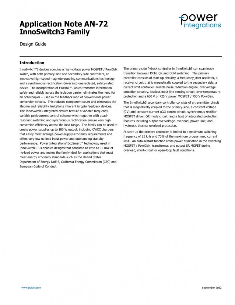 InnoSwitch3 application note page 1