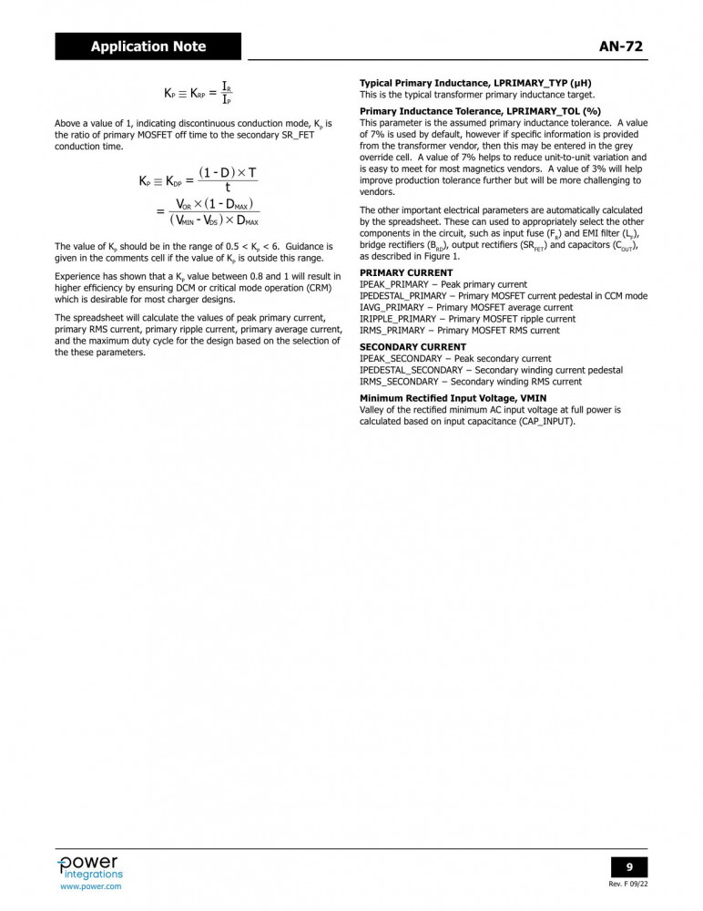 InnoSwitch3 application note page 9
