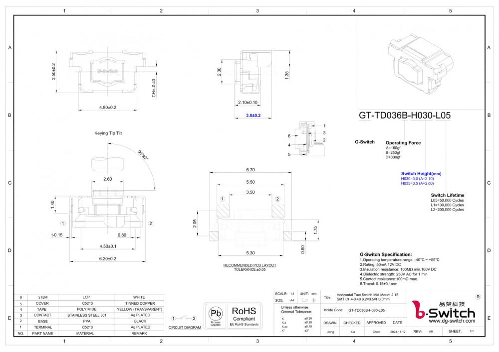 GT-TD036B-H030-L05 technical document page