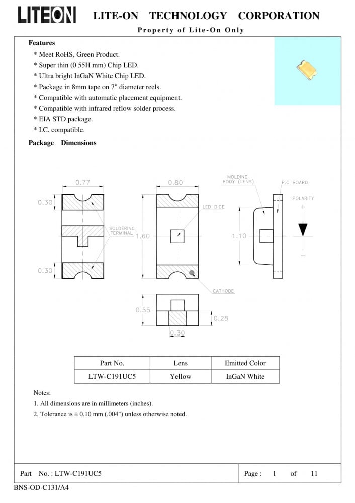 LTW-C191UC5 datasheet page 2
