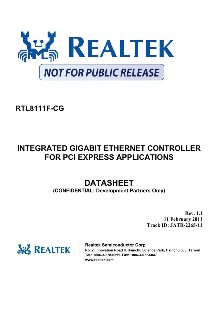 RTL8111F-CG datasheet page 1