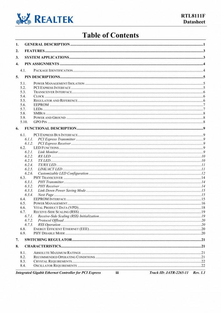 RTL8111F-CG datasheet page 3