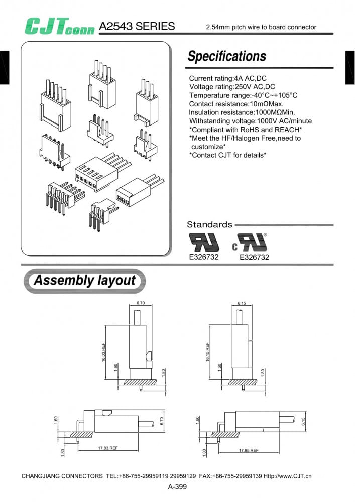 CJT A2543HA-6P-WH datasheet page 1