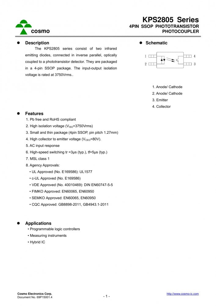 KPS28050ETLD datasheet page 1