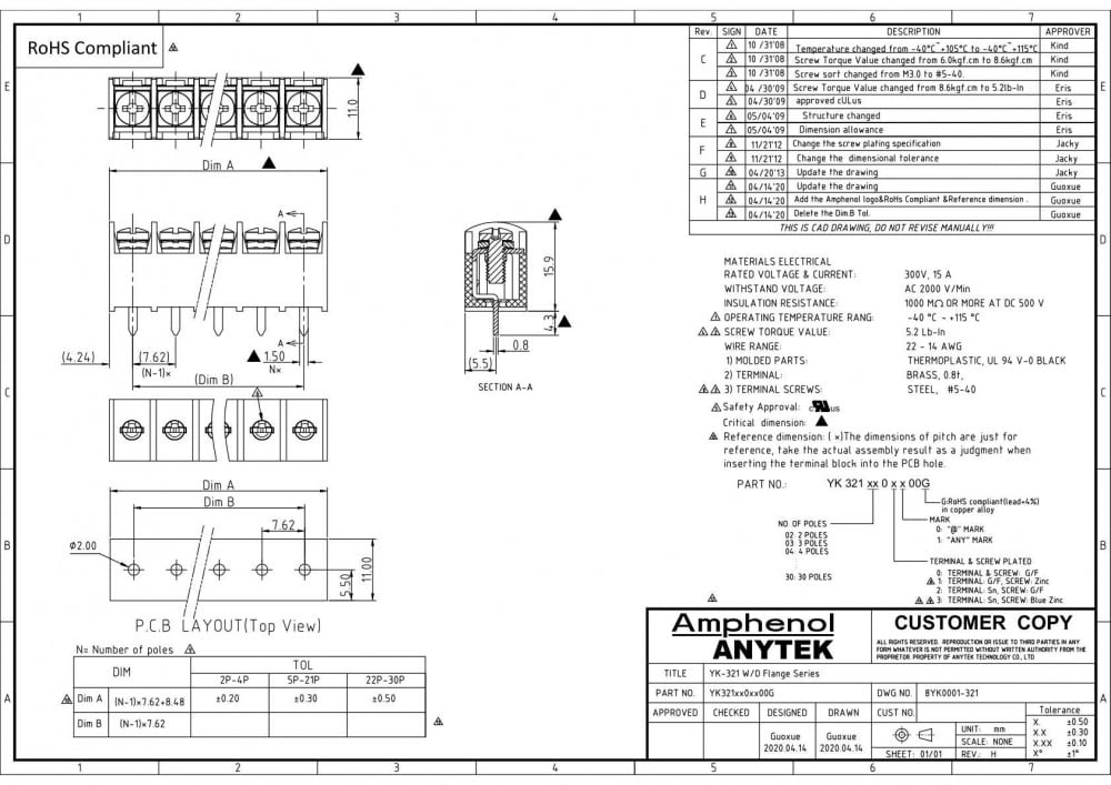 Amphenol YK3210203000G technical drawing preview