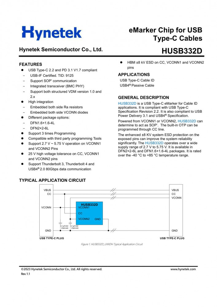 HUSB332D datasheet page 1