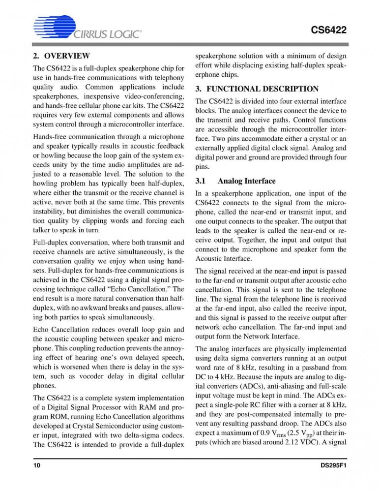 CS6422 datasheet page 10