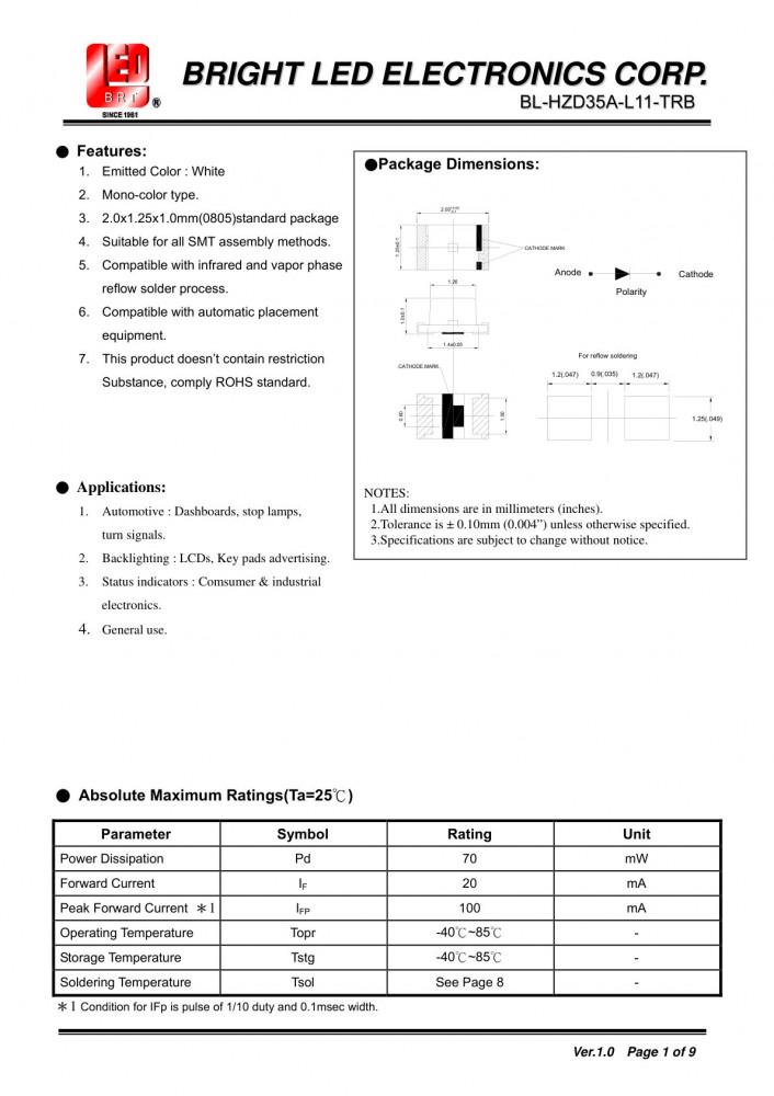 BL-HZD35A-L11-TRB datasheet page 1