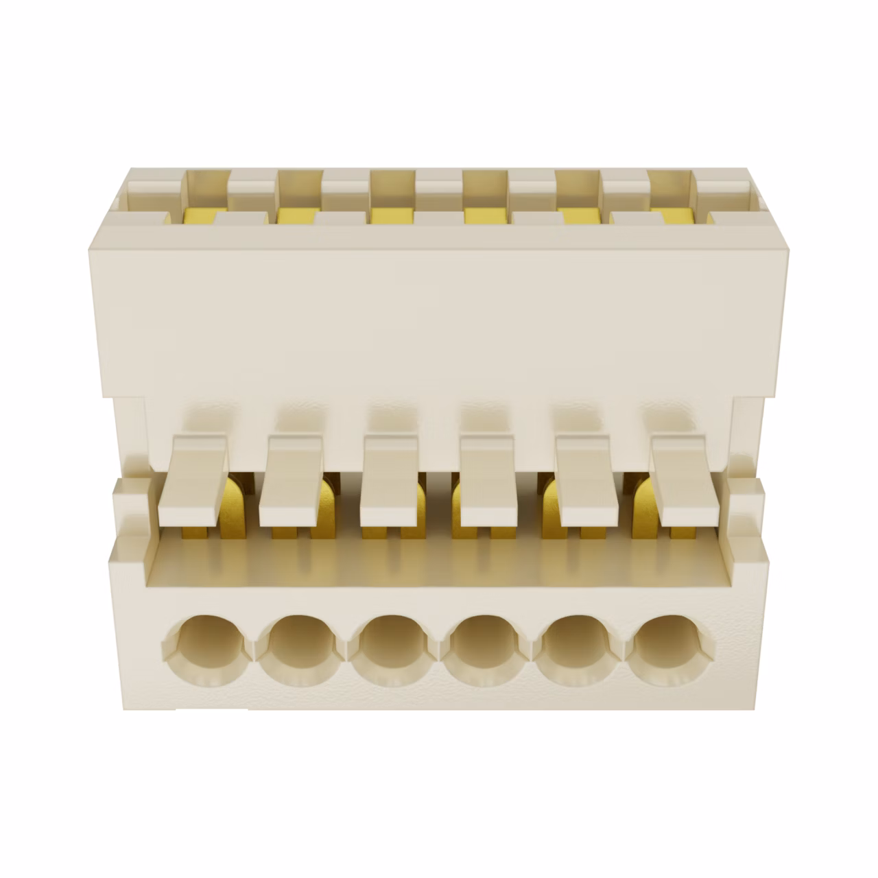 Appli-Mate RAST 2.5 Connector, 2.50mm Pitch, Female, 6 Circuits, Positions A, B, C, D, E, F and G Removed, Locking Pips, Slotted Endwalls, Green Color Stripe, Gold Plating for sale