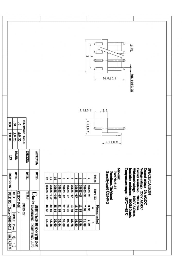 Ckmtw 3962S-XP technical drawing