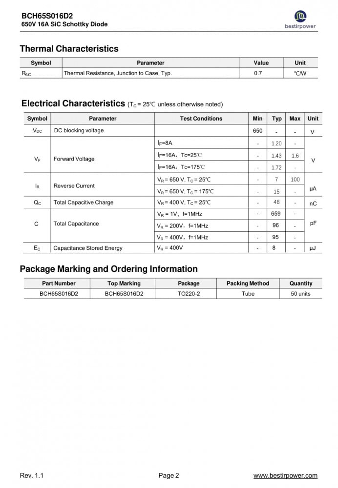 BCH65S016D2 datasheet page 2
