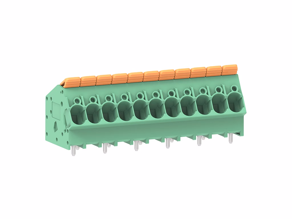 7.50mm Pitch Lever Activated Fixed Mount PCB Terminal Block, 35° Wire Entry, Left Front Terminal, 11 Circuits for sale